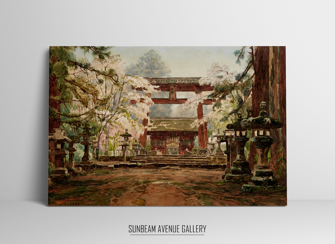 Vintage Japanese Temple Printable Art | Shrine Painting | Ukiyo-e Art ...