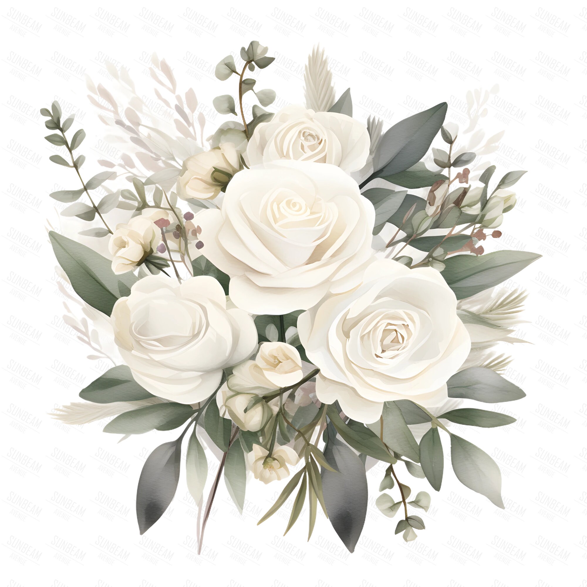 24 Rustic White Rose Clipart Bundle, Transparent PNG, Flower Bouquets ...