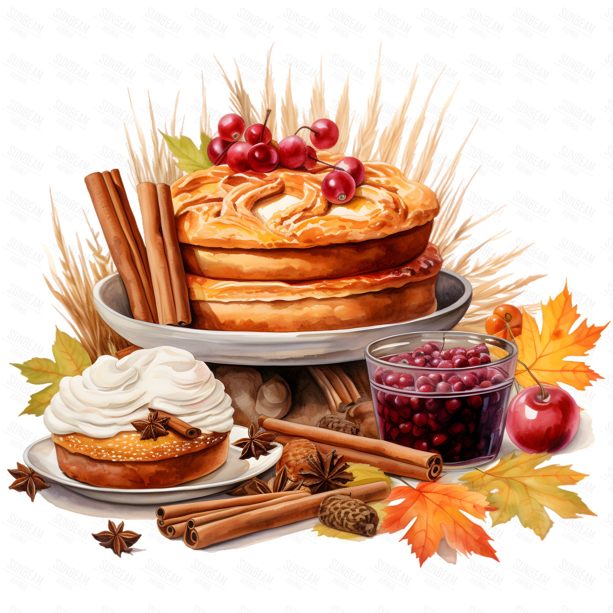 11 Autumn Baking Clipart Bundle, Transparent PNG, Fruit Clipart,digital ...