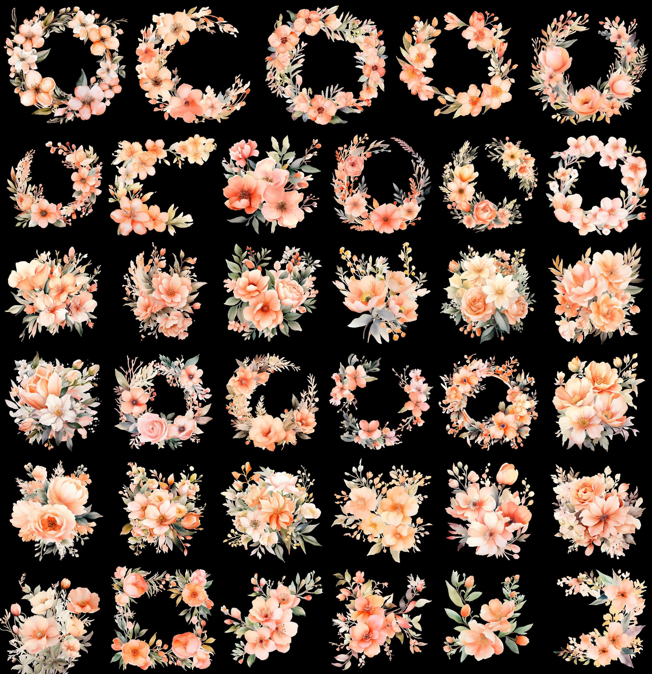 35 Peach Color Flowers Clipart Bundle Transparent PNG Flower - Etsy