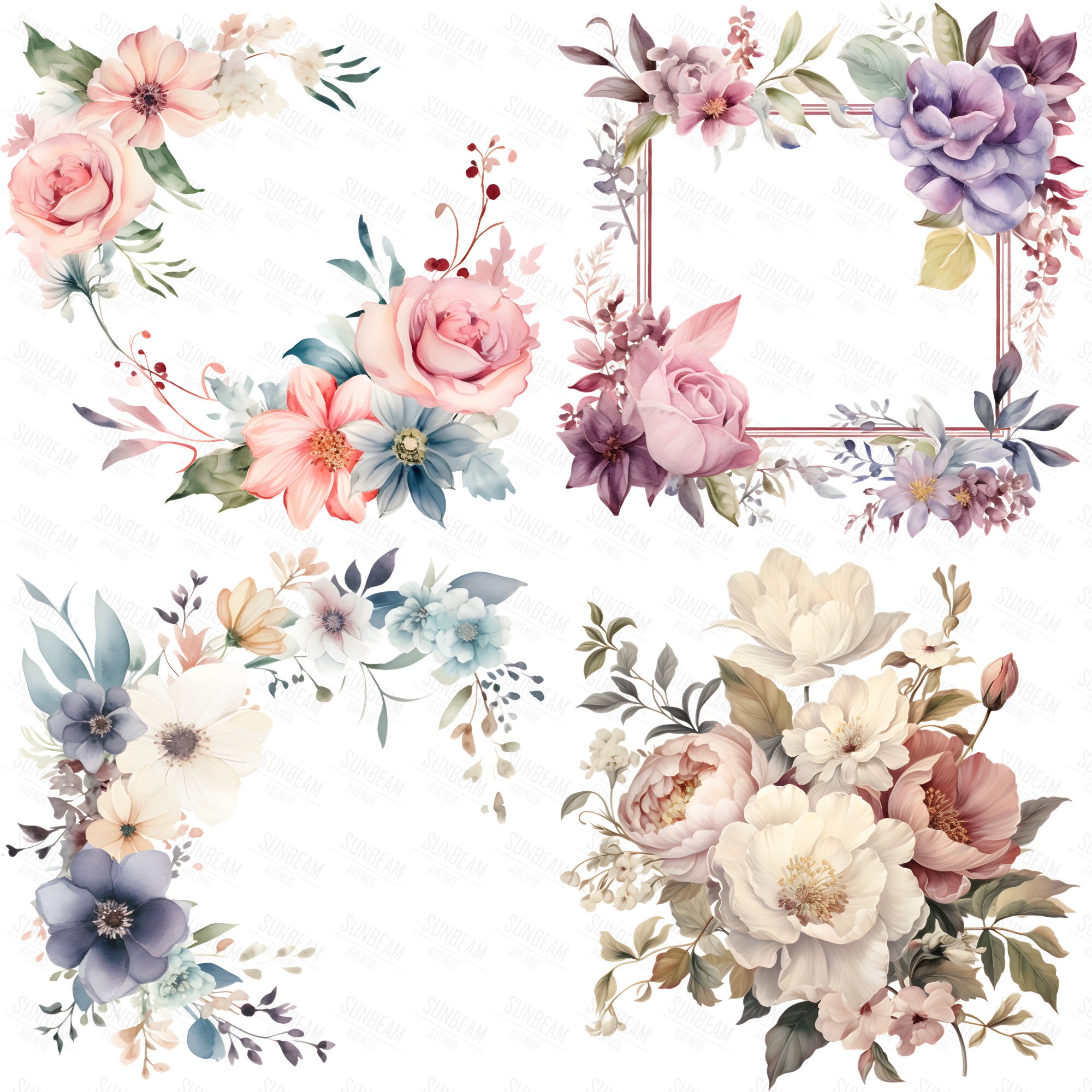 37 Vintage Flowers Clipart Bundle Transparent PNG Flower - Etsy