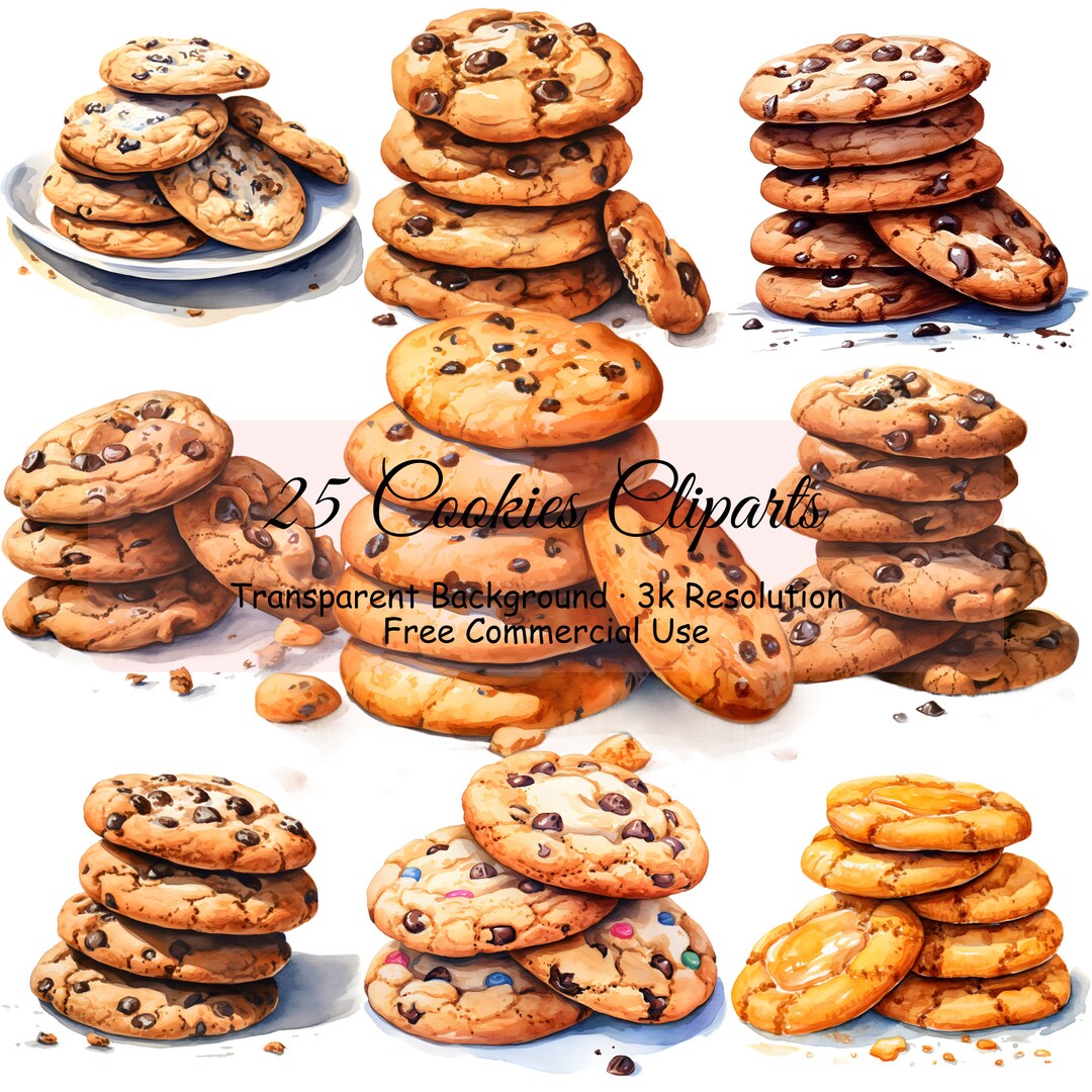 25 Cookies Clipart Bundle, Transparent PNG, Fruit Clipart,digital ...