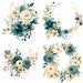 39 Teal and Gold Flowers Clipart Bundle, Transparent PNG, Flower ...