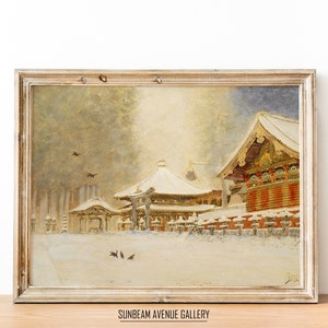 Vintage Japanese Temple Printable Art | Shrine Painting | Ukiyo-e Art ...