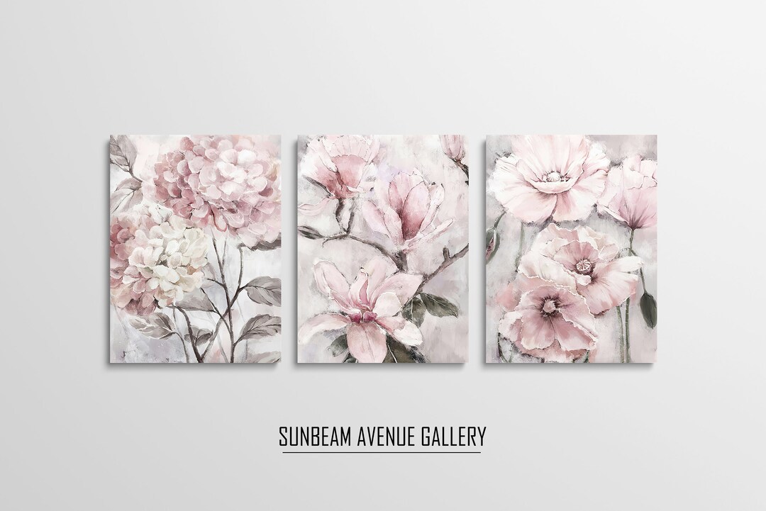 Set of 3 Peony Wall Art Set of 3 Prints, Pink Flower Prints 3 Piece ...