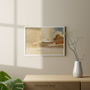 Vintage Japanese Temple Printable Art | Shrine Painting | Ukiyo-e Art ...