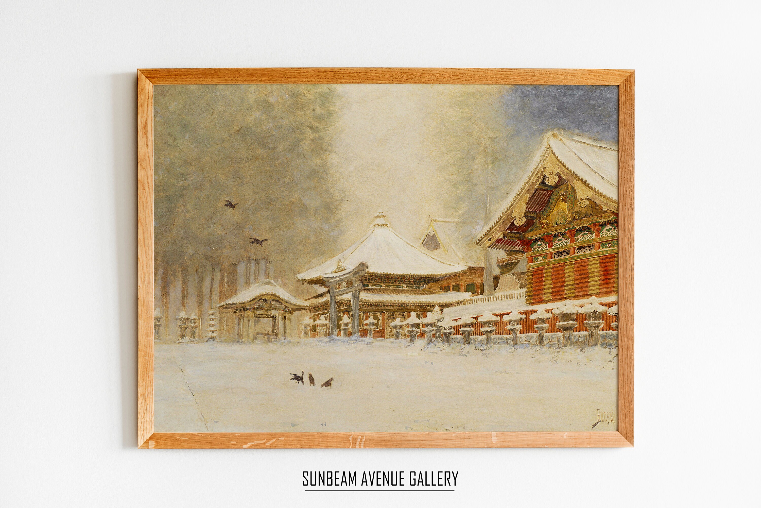 Vintage Japanese Temple Printable Art Shrine Painting Ukiyo-e Art ...