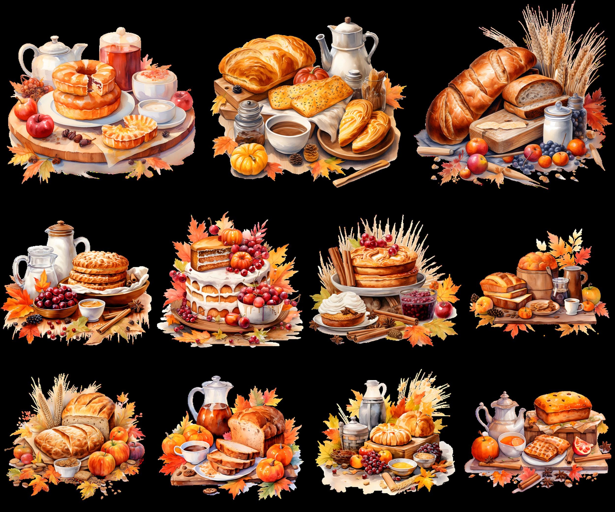 11 Autumn Baking Clipart Bundle, Transparent PNG, Fruit Clipart,digital ...