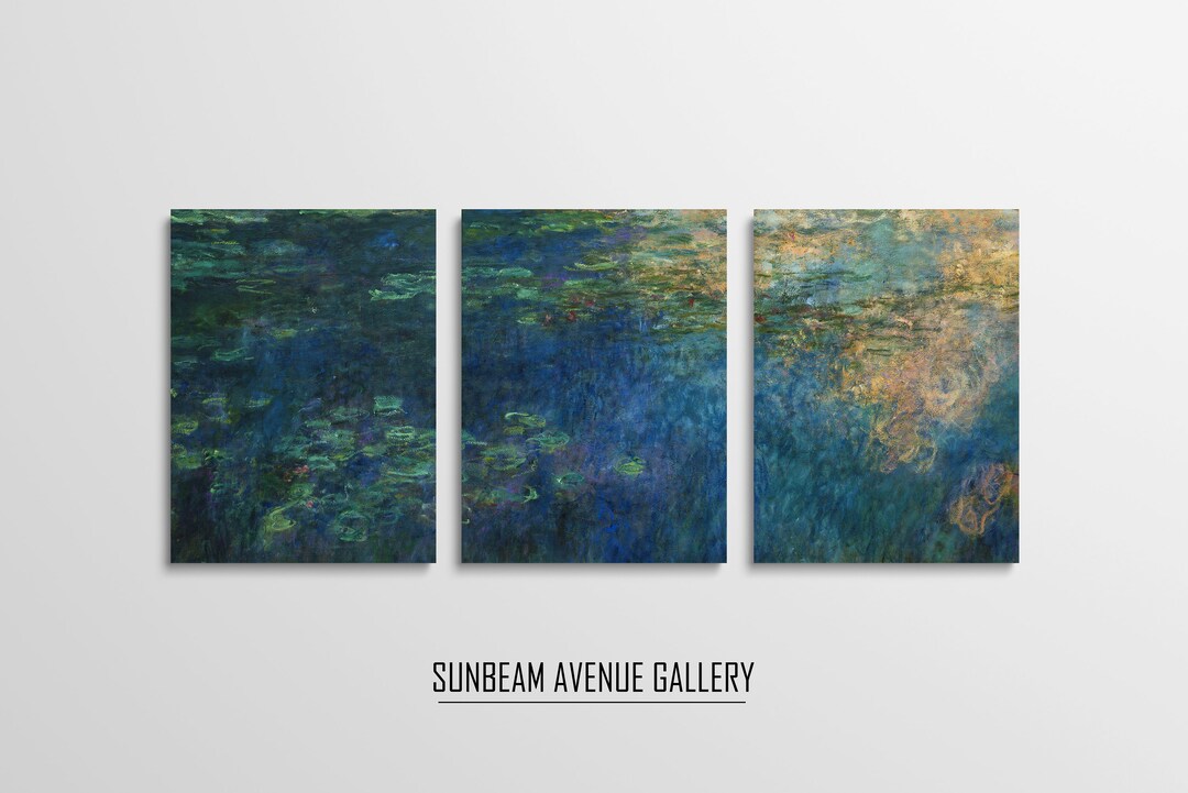 Set of 3 Claude Monet Painting | Reflections of Clouds on the Water ...