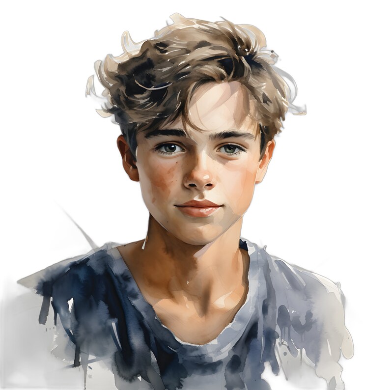 Set of 33 Teenage Boy Watercolor Clipart Bundle, Transparent PNG ...