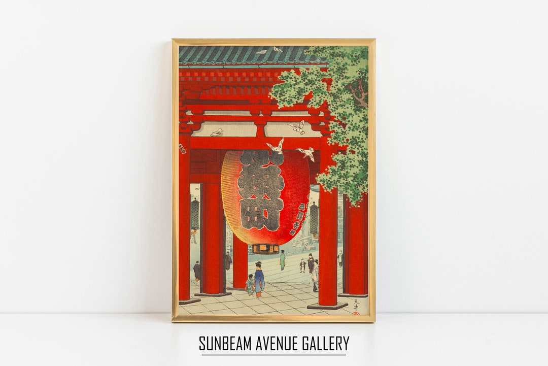 Vintage Japanese Temple Printable Art | Shrine Painting | Ukiyo-e Art ...