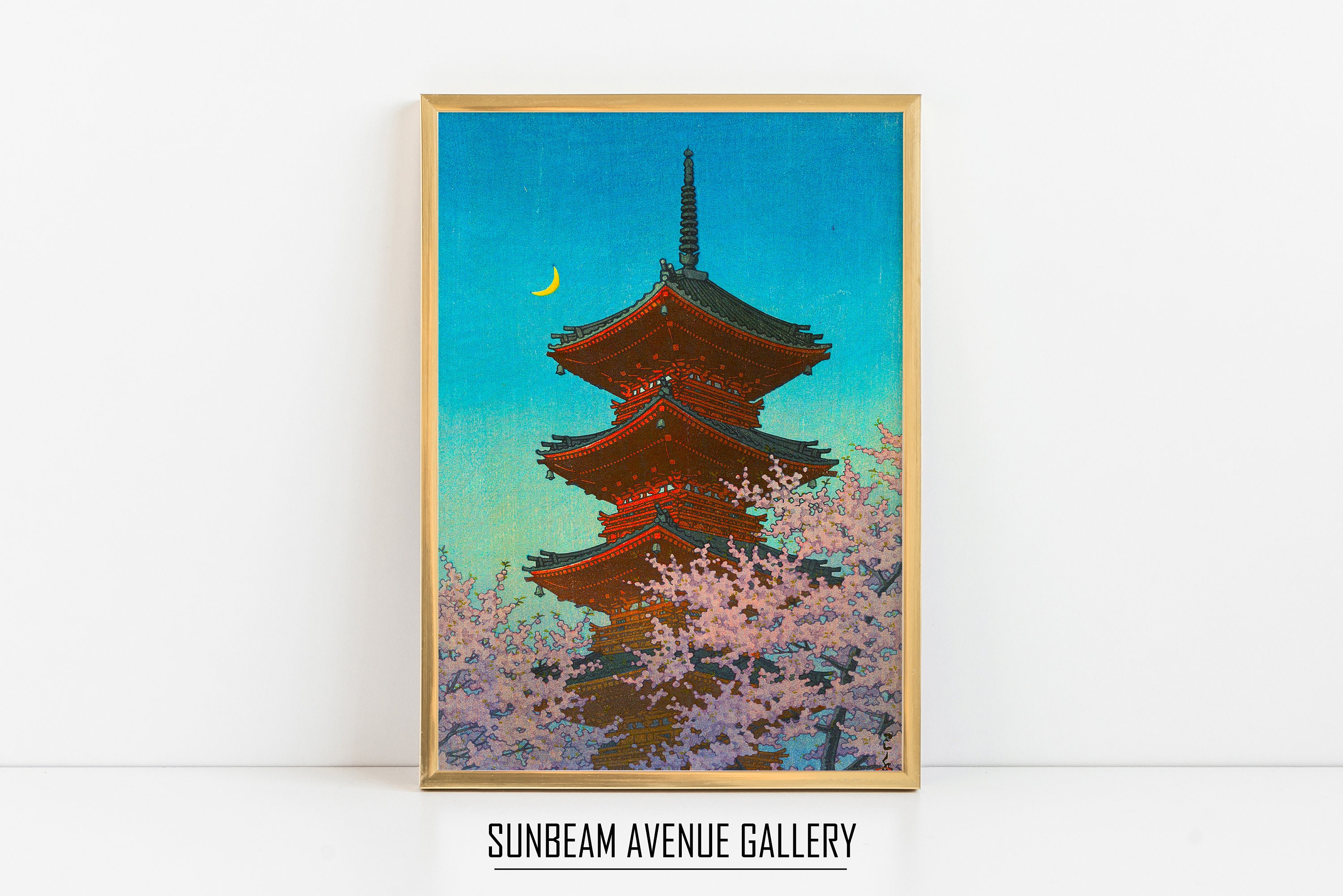 Set of 3 Vintage Japanese Temple Printable Art Shrine Painting Ukiyo,e ...