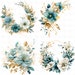 39 Teal and Gold Flowers Clipart Bundle, Transparent PNG, Flower ...