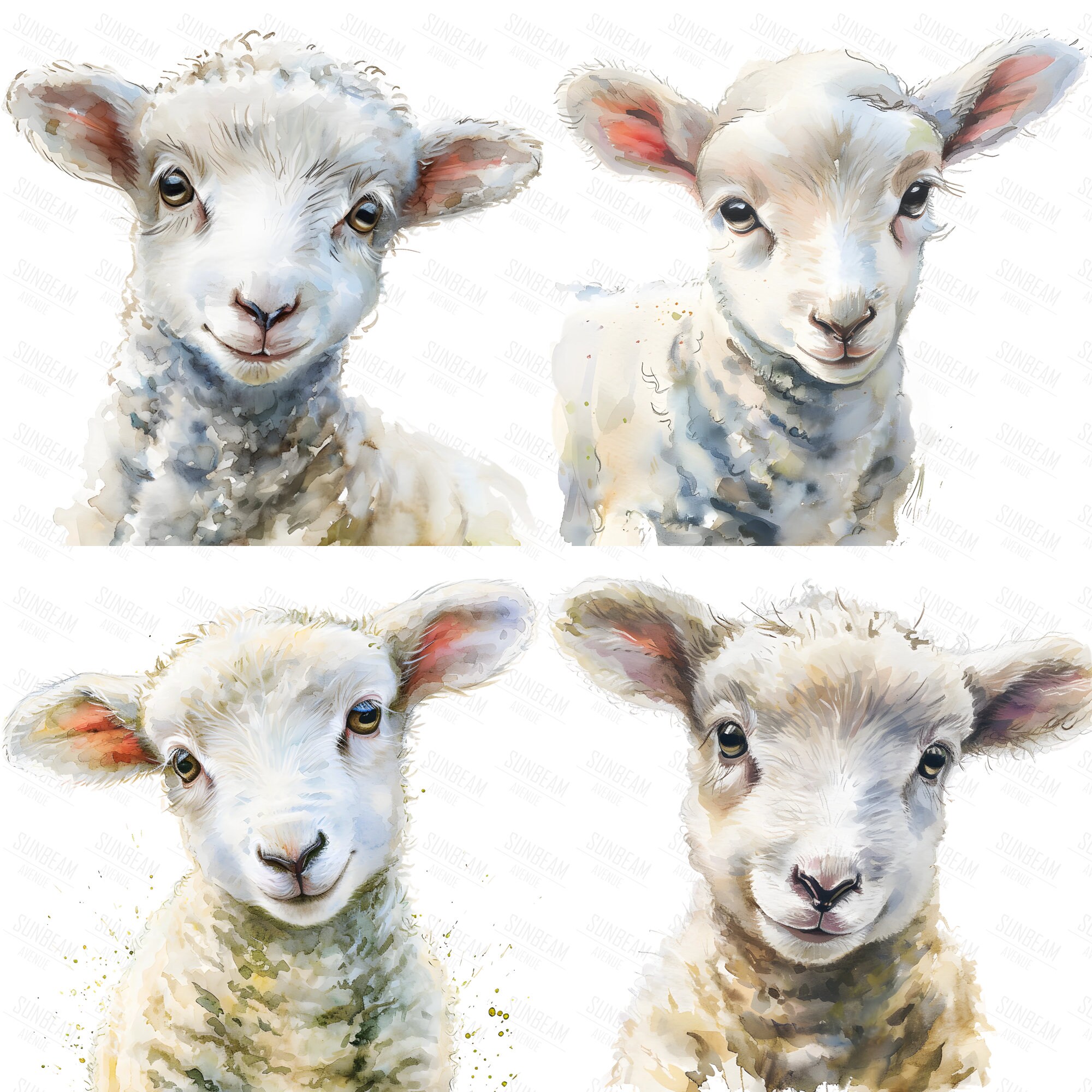 57 Cute Baby Sheep Clipart Bundle, Transparent PNG, Cute Baby Animal, Card Making, Commercial ...