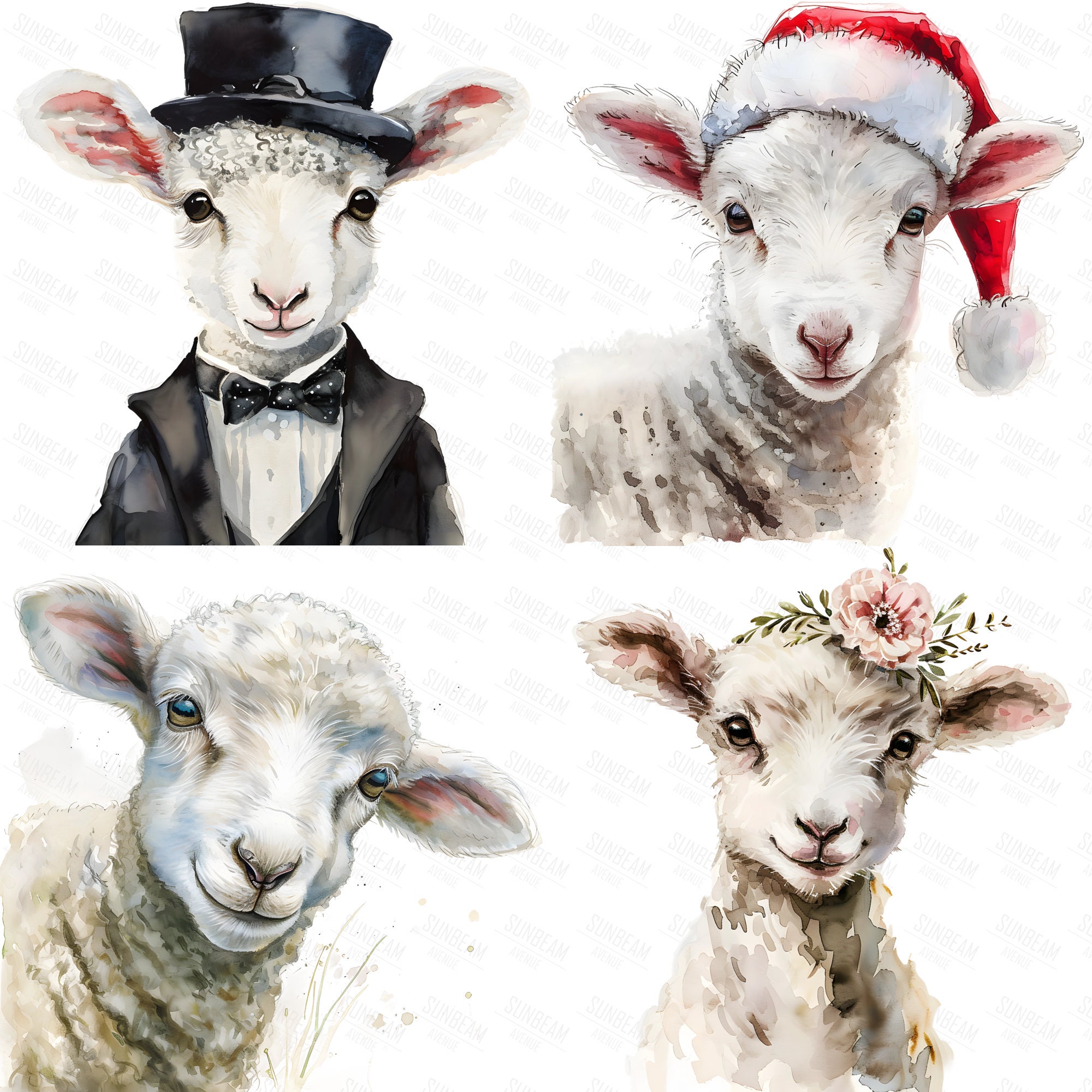 57 Cute Baby Sheep Clipart Bundle, Transparent PNG, Cute Baby Animal ...