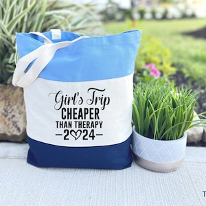 Girls Trip Cheaper Than Therapy Tote Bag, Canvas Tote Bag, Gift for Her ...