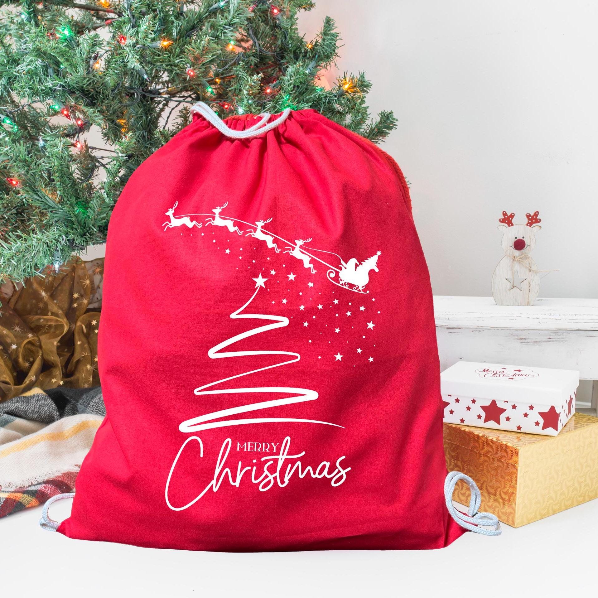 Merry Christmas Santa Sack, Christmas Gift Bag, Merry Christmas Tree ...