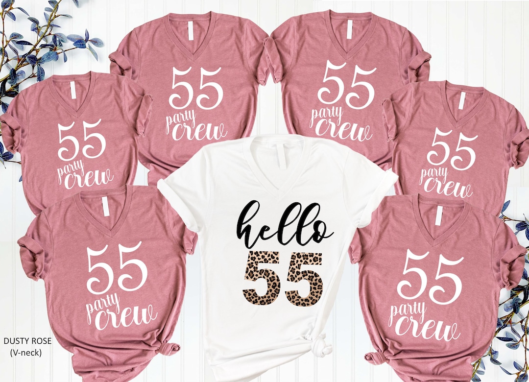 55th Birthday Gift for Women, 55th Birthday Shirt for Women, Hello 55 V ...
