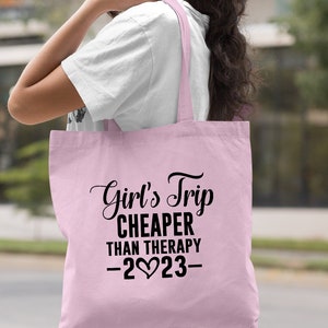 Girls Trip Cheaper Than Therapy Tote Bag, Canvas Tote Bag, Gift for Her ...