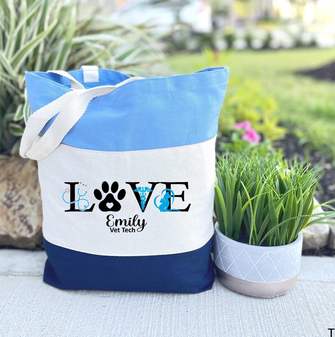 Personalized Vet Tech Tote Bag, Custom Gift for Veterinarian, Vet Tech ...