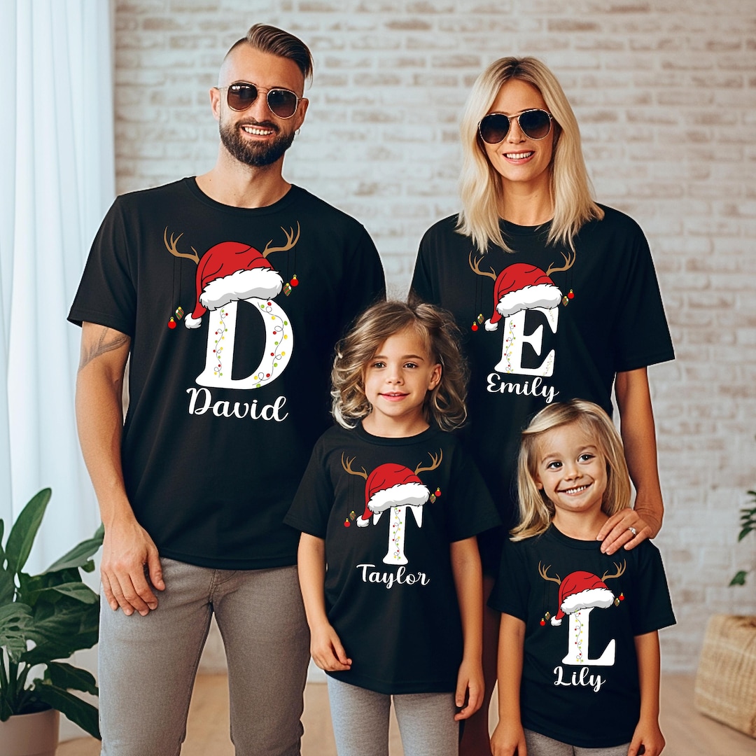 Personalized Christmas Family Shirt, Monogrammed Family Christmas Shirt ...