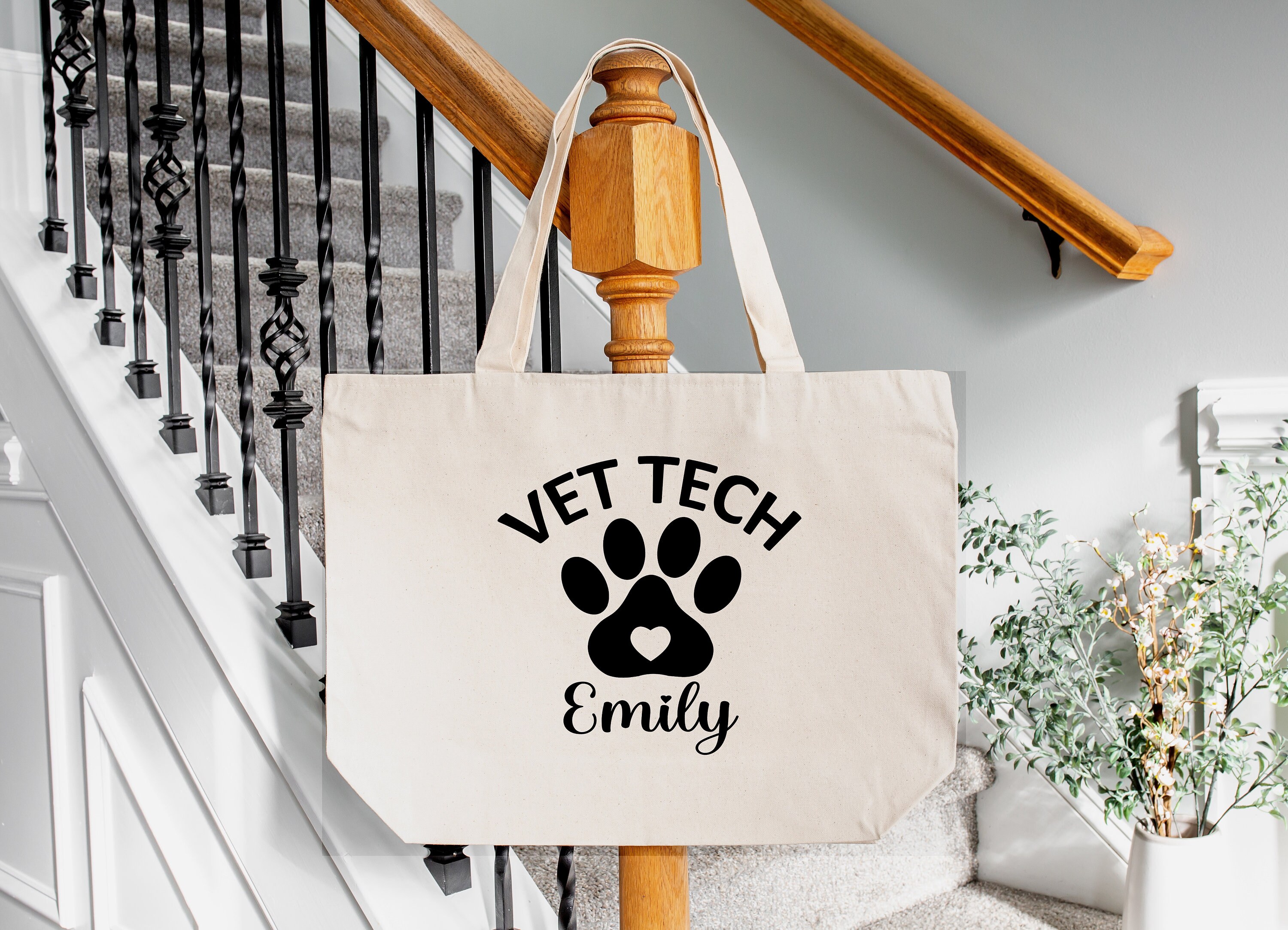 Custom Vet Tech Tote Bag, Veterinarian Zippered Large Bag, Cute Vet ...