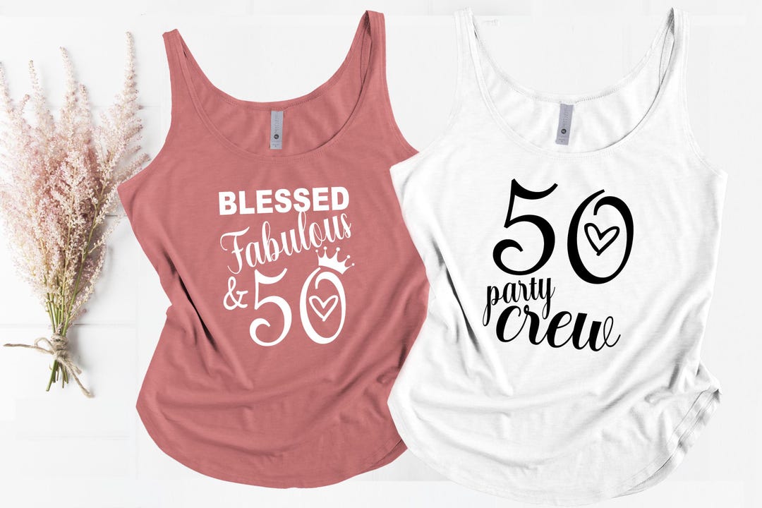 50th Birthday Gift for Women, Blessed Fabulous and 50 Tank Top, 50th ...