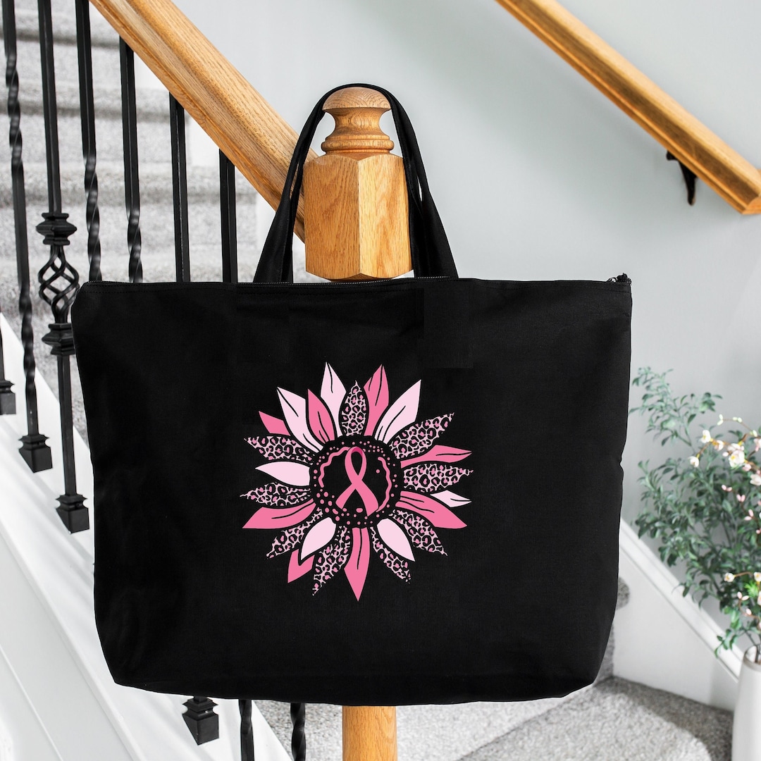 Sunflower Breast Cancer Awareness Tote Bag, Warrior Support Tote Bag ...