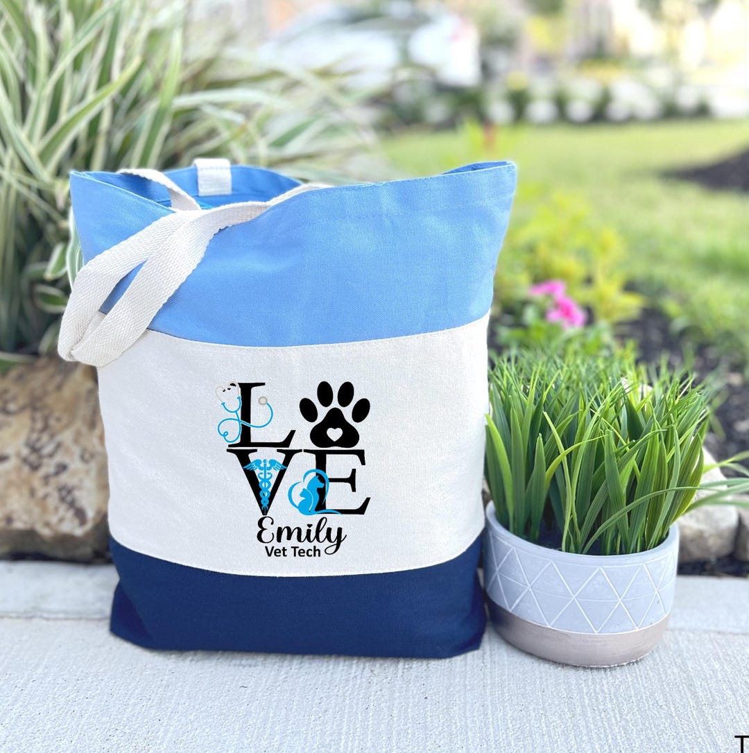 Personalized Vet Tech Tote Bag, Love Veterinarian Bag, Vet Tech Week ...