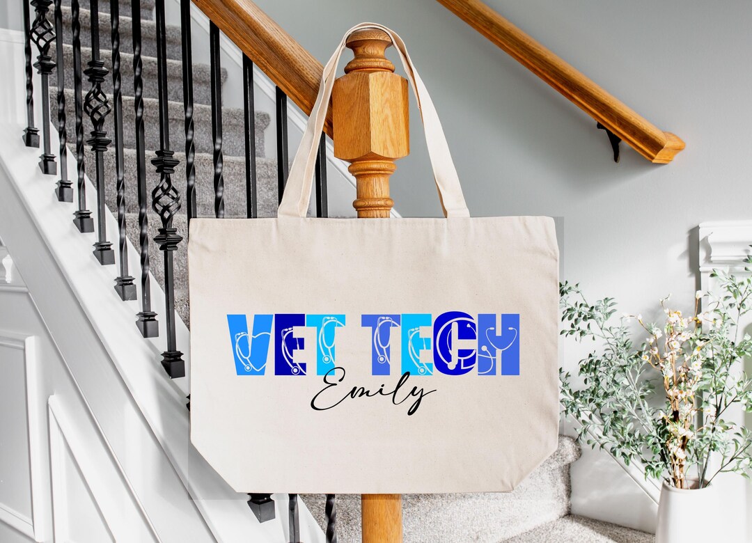 Custom Vet Tech Tote Bag, Veterinarian Technician Gift, Personalized ...