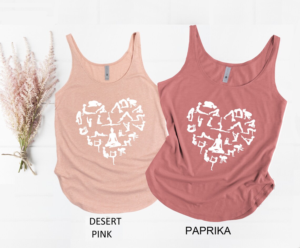 Heart Yoga Tank Top, Namaste Tank Top, Yogi Postures Tee, Meditation ...