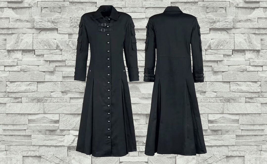Customize HANDMADE Men Cotton Gothic Military Uniform Long Coat Rock ...