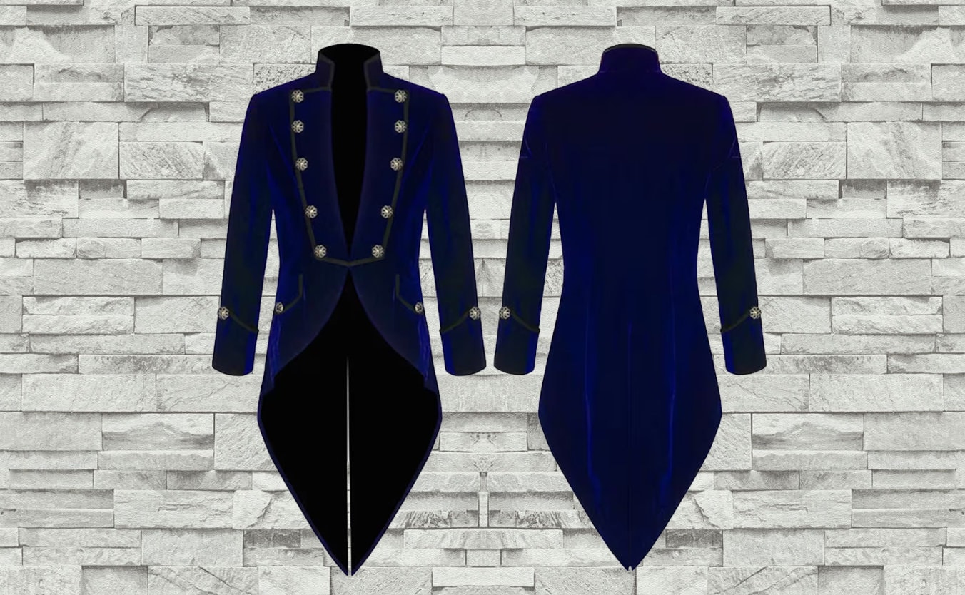 Fashion Mens Tailcoat Blue Velvet Goth Steampunk Aristocrat - Etsy