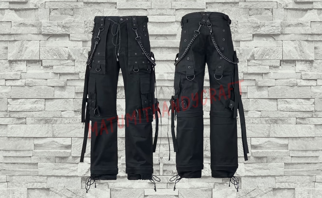 Customize HANDMADE Fashion Gothic Pant Cyber Chain Goth Jeans Punk Rock ...