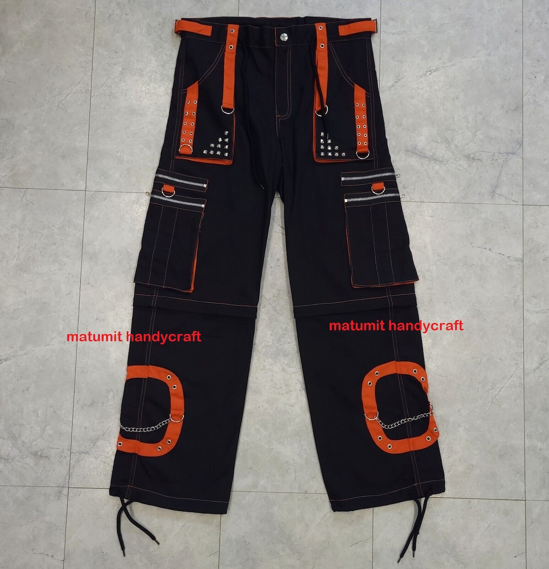 Customize HANDMADE Bondage Skater Black/orange Gothic Punk Rocker Cyber ...