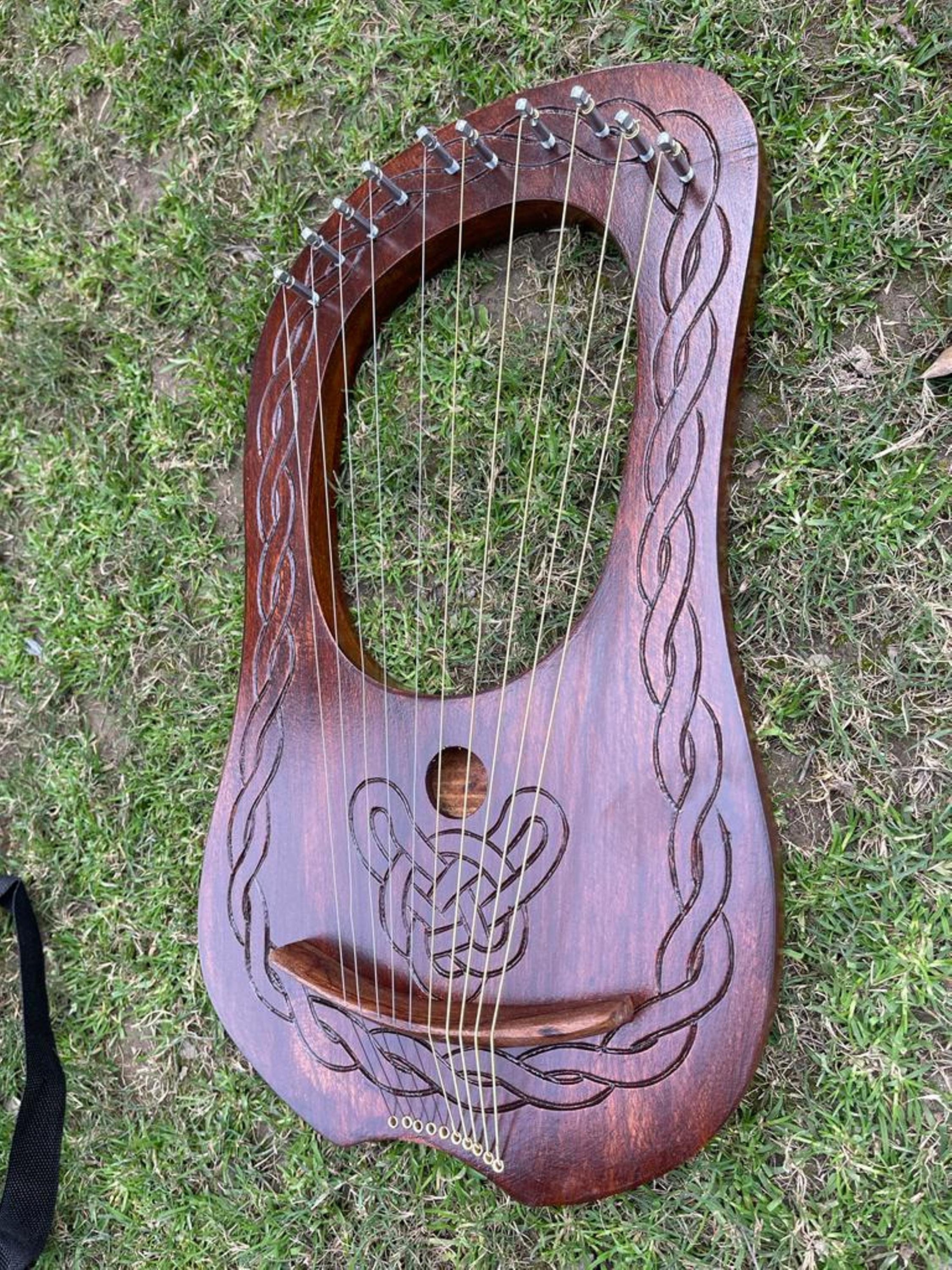 Celtic Engraved Lyre Harp 10 Metal Strings Rosewood / Lyra - Etsy UK