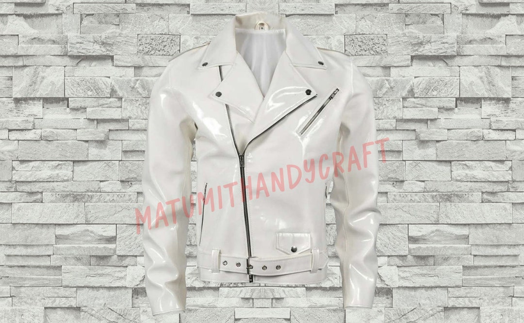 Customize HANDMADE Gothic Punk Rock EMO Gothic Moto White PVC Vinyl ...