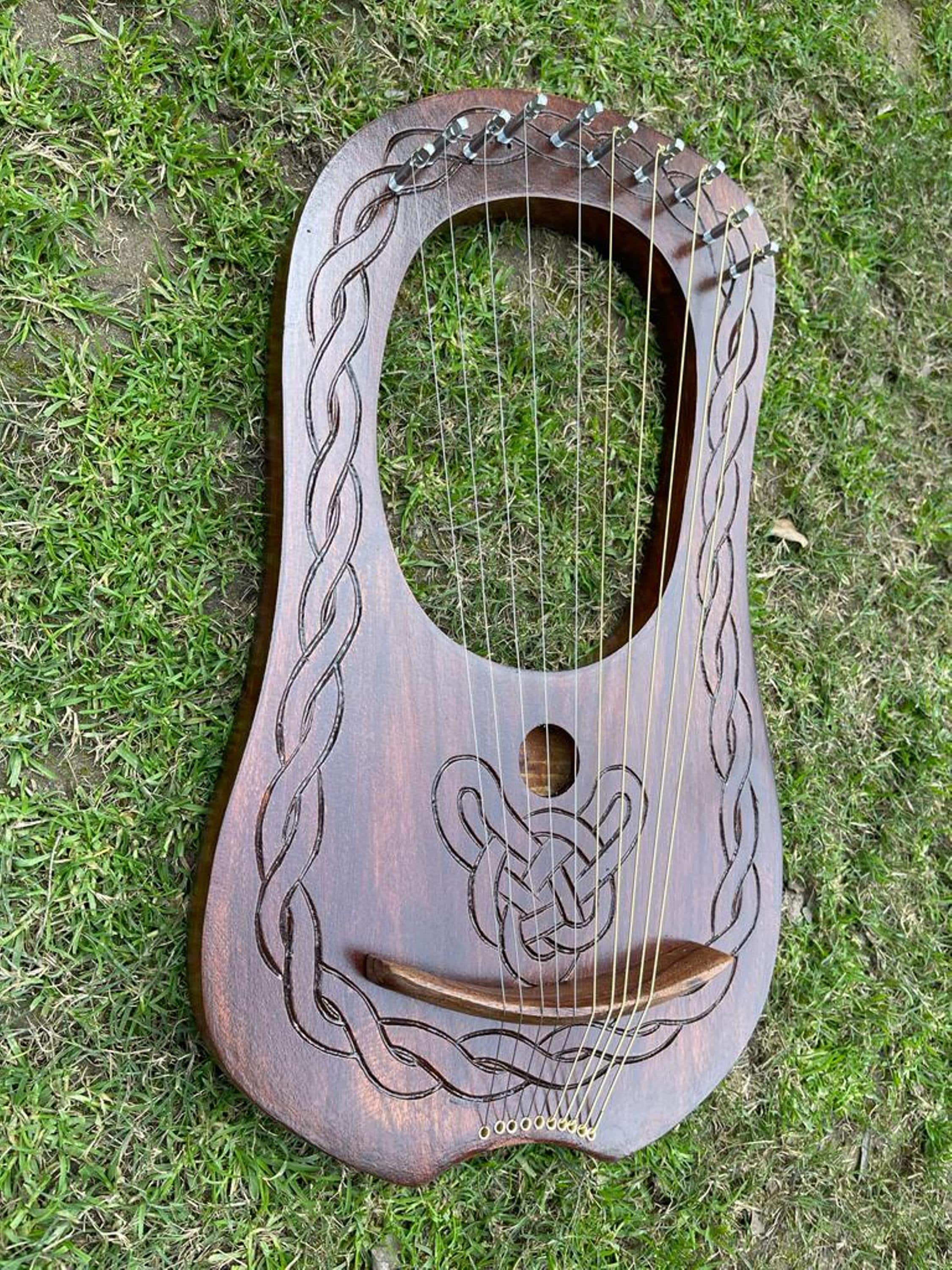 Celtic Engraved Lyre Harp 10 Metal Strings Rosewood / Lyra - Etsy UK