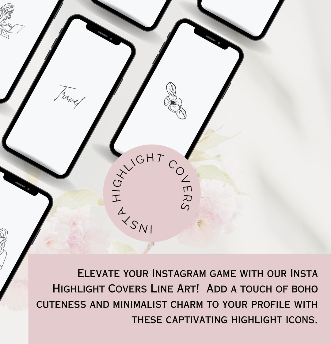 140 Insta Highlight Covers Line Art, Boho Cute IG Story Icons ...