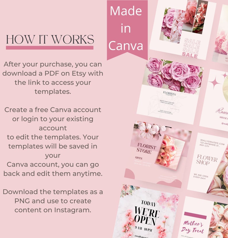 Florist Instagram Story Templates, Florist Social Marketing, Canva ...