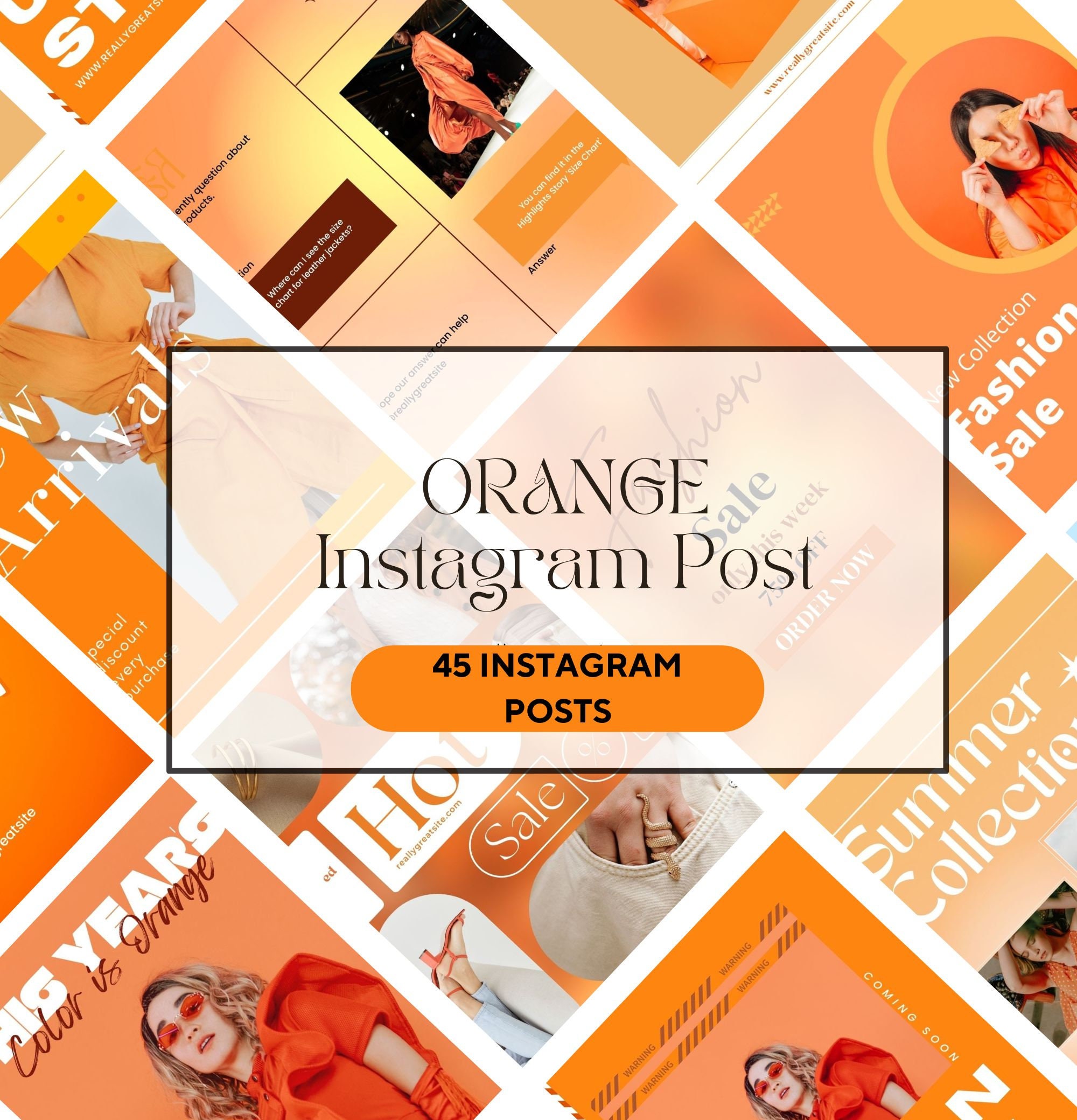 Orange Instagram Post Templates Canva | Engagement Instagram Branding ...