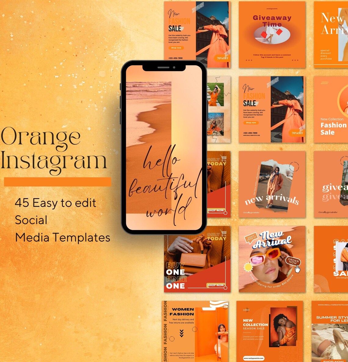 Orange Instagram Post Templates Canva Engagement Instagram - Etsy