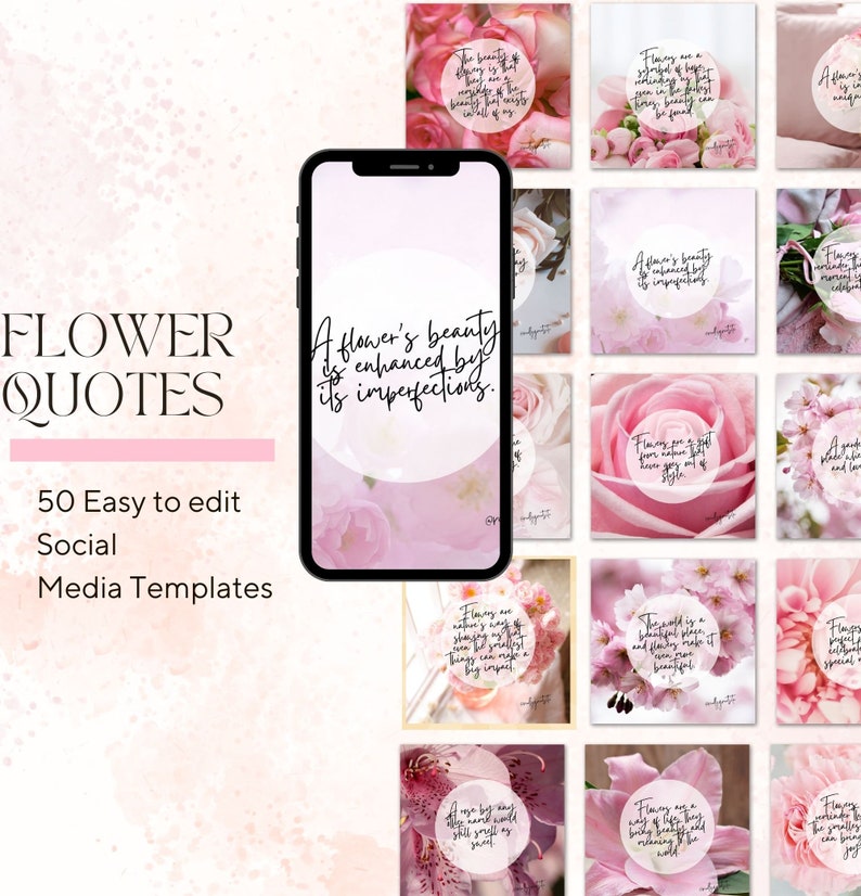 50 Flower Instagram Quote Templates | Florist Flower Shop | Social ...