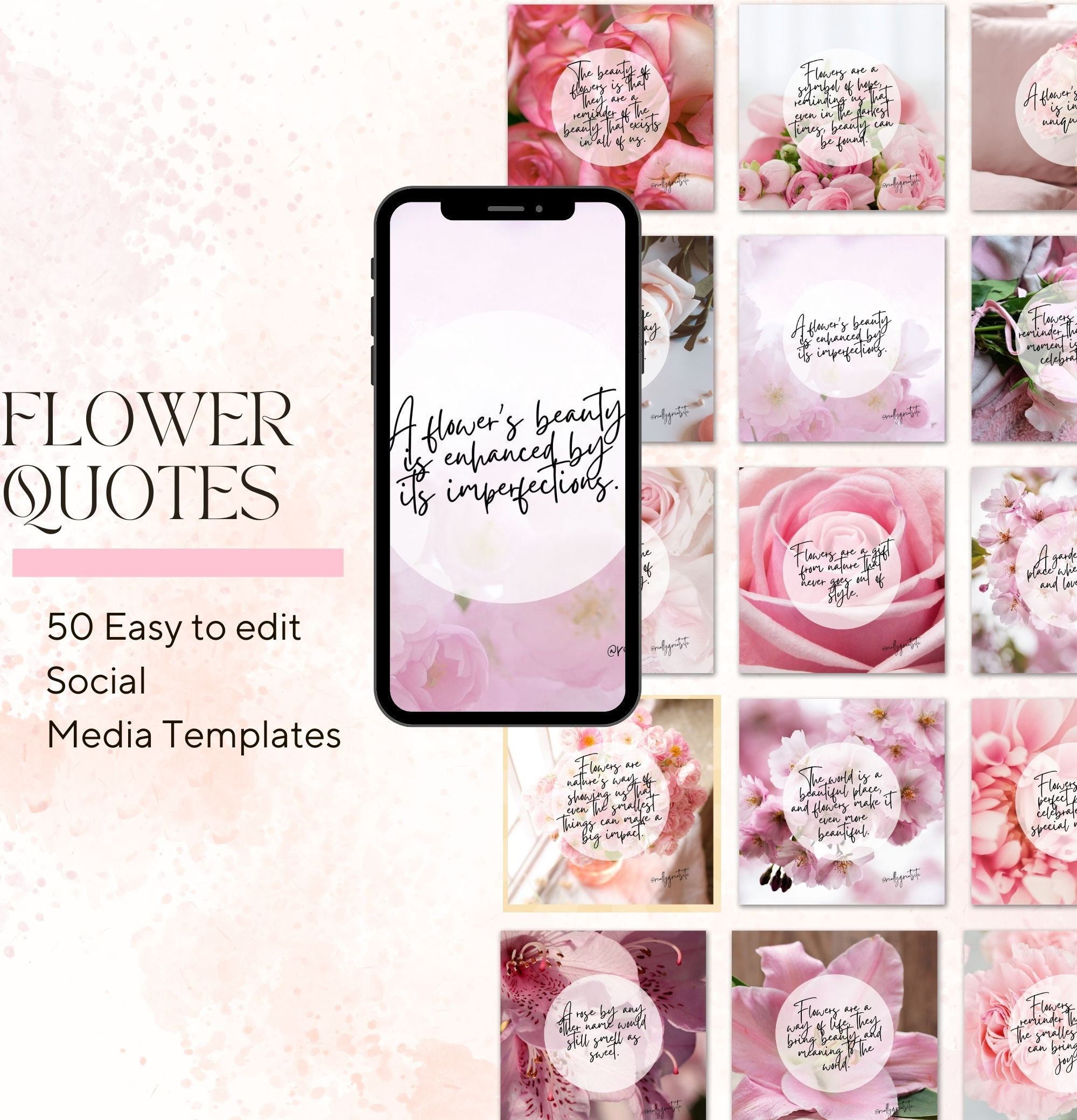 50 Flower Instagram Quote Templates | Florist Flower Shop | Social ...