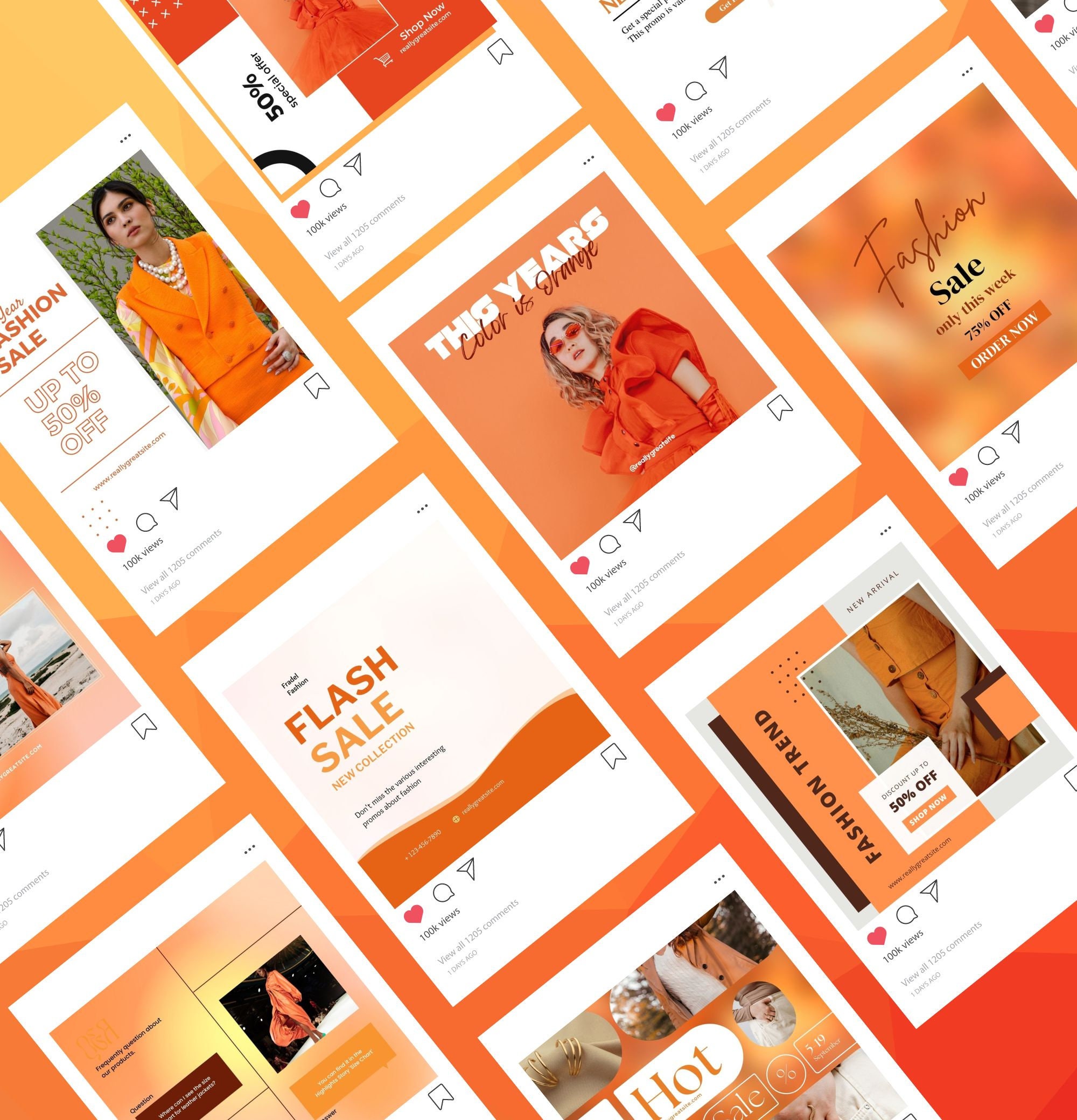 Orange Instagram Post Templates Canva | Engagement Instagram Branding ...
