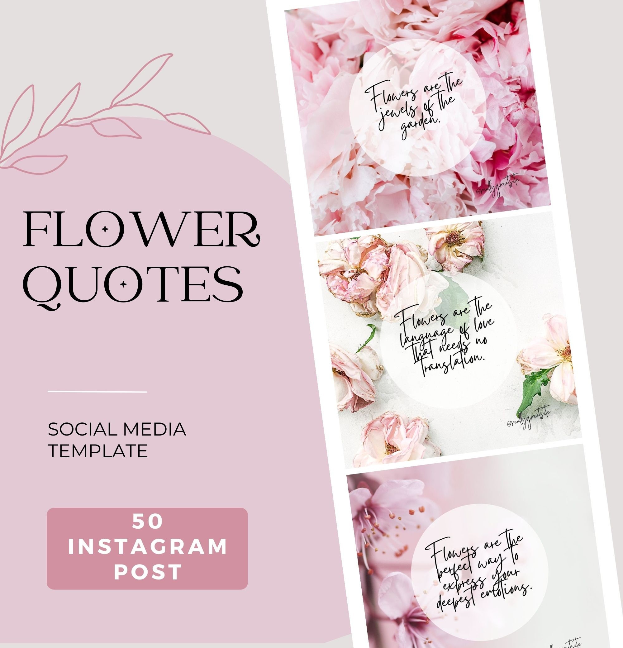 50 Flower Instagram Quote Templates | Florist Flower Shop | Social ...