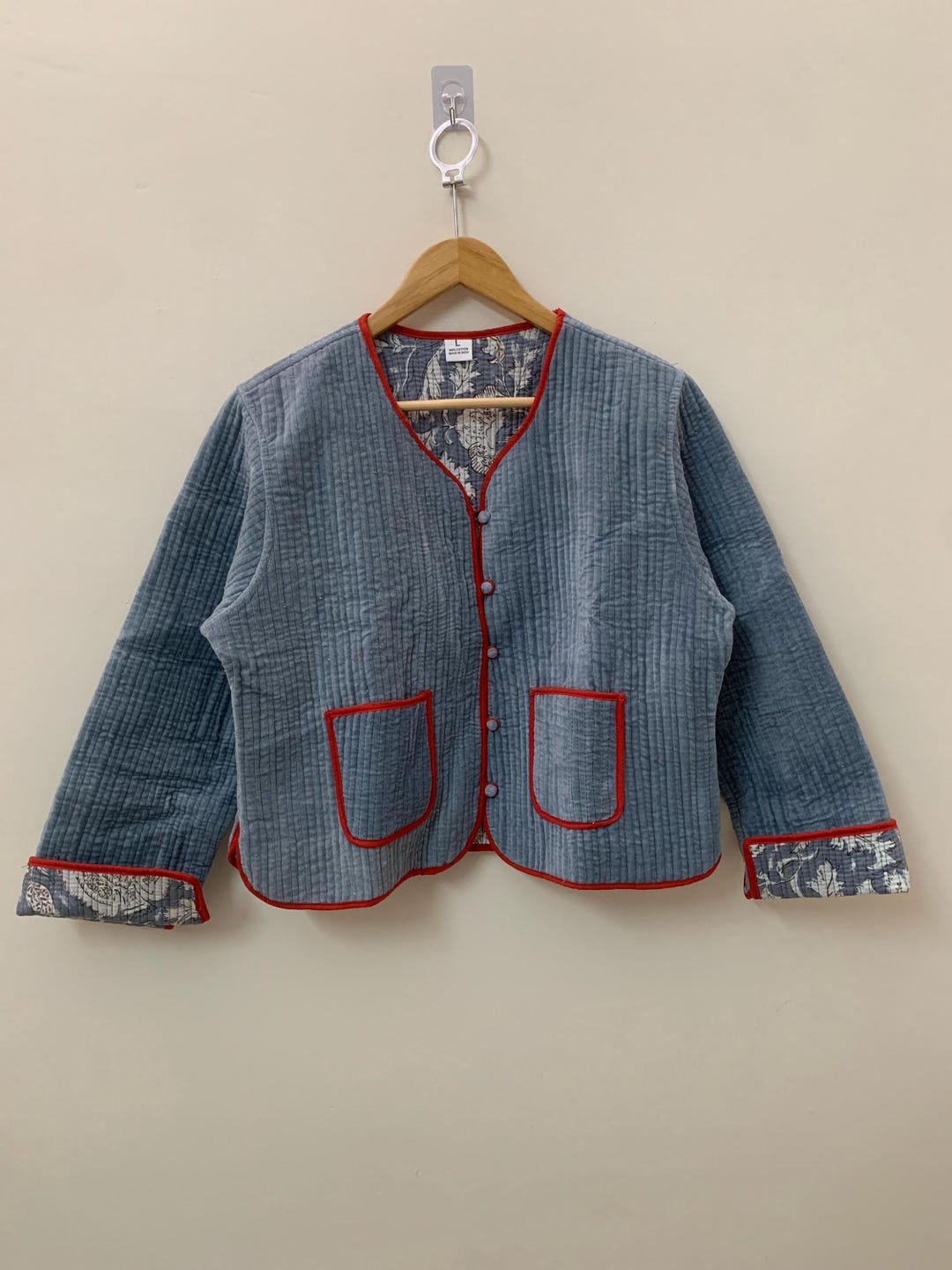 Retro Velvet Quilted Crop Jacket: Reversible Boho Button Coat - Etsy