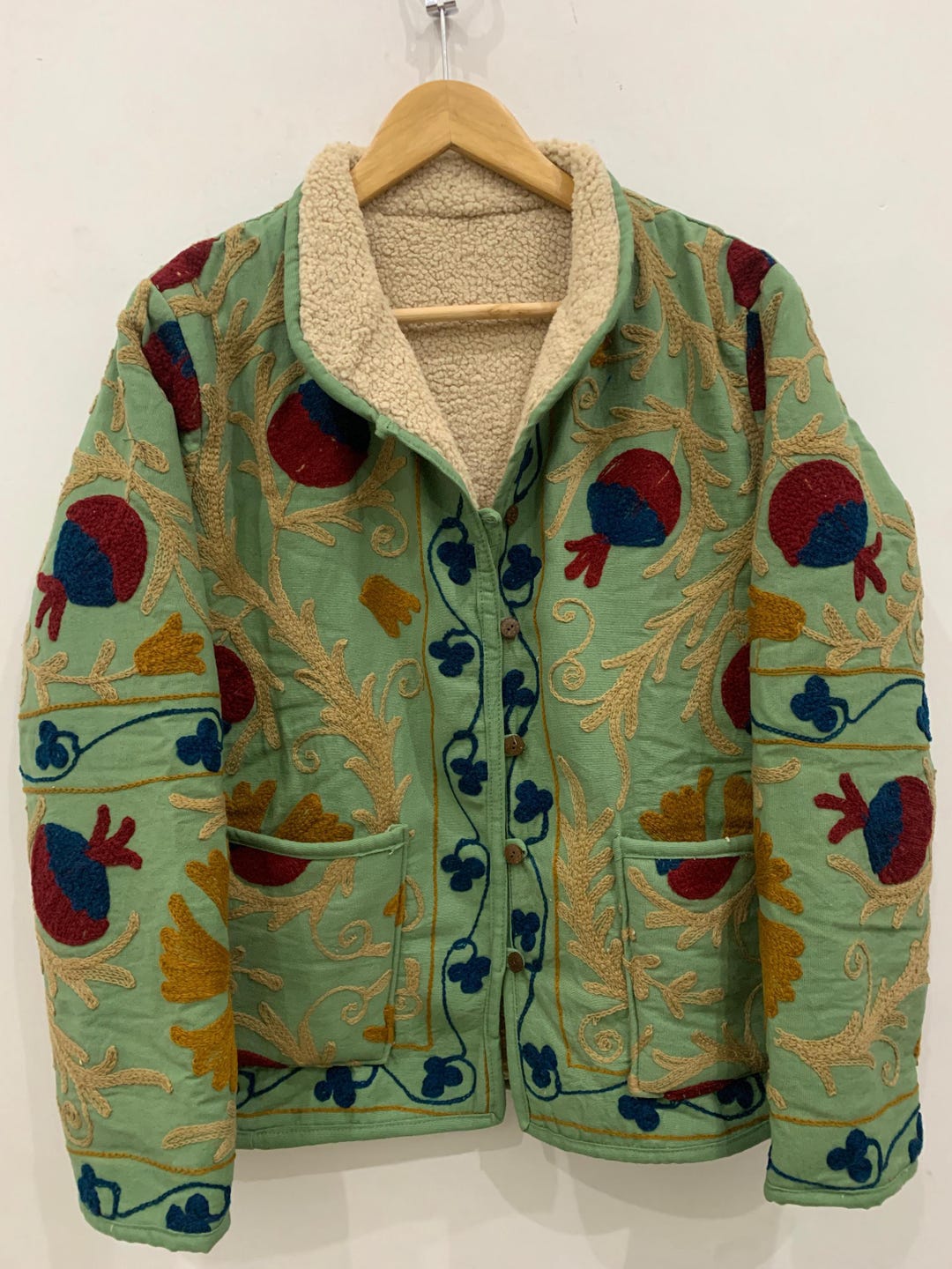 Handmade Embroidered Duck Fur Faux Fur Suzani Phulkari Jacket ...