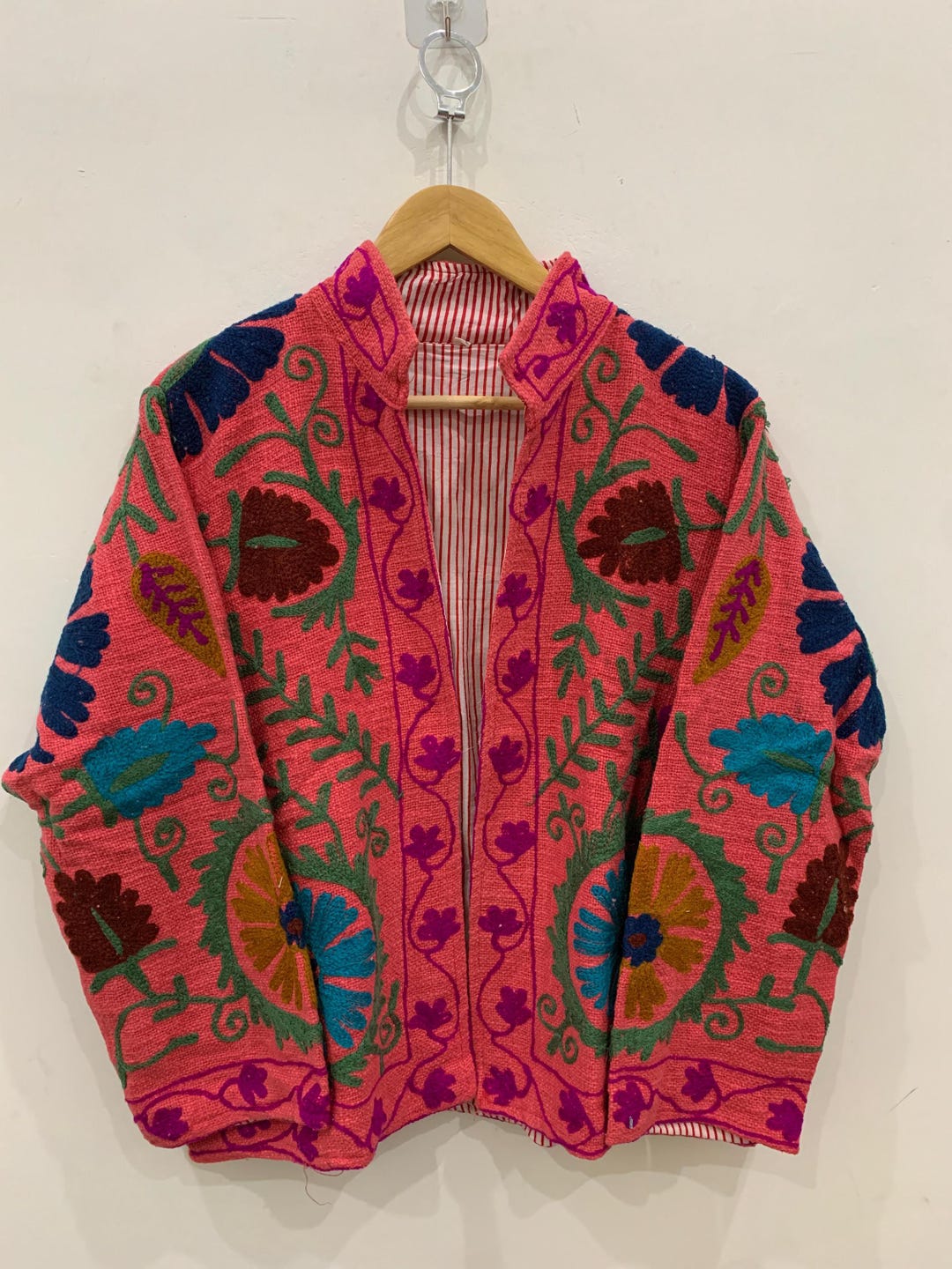 Red Cotton TNT Suzani Hand Embroidery Jacket Winter Jackets Bridesmaid ...