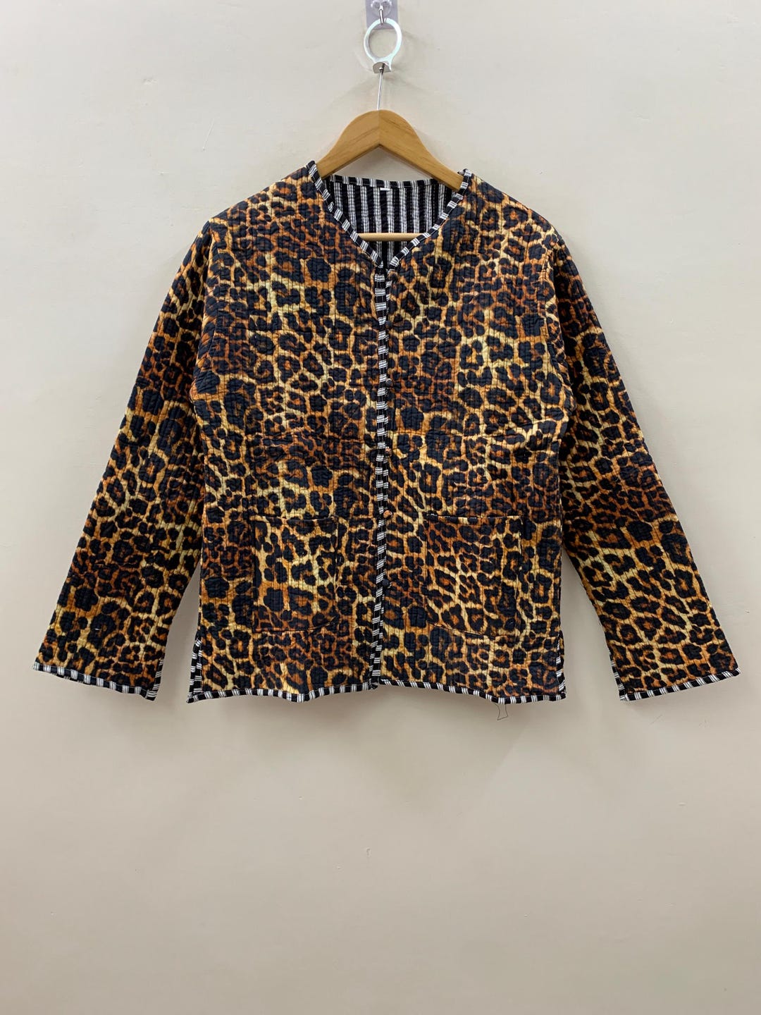 Quilted Leopard Cotton Jacket, Quilted Handmade Jackets, Coat Holidays ...